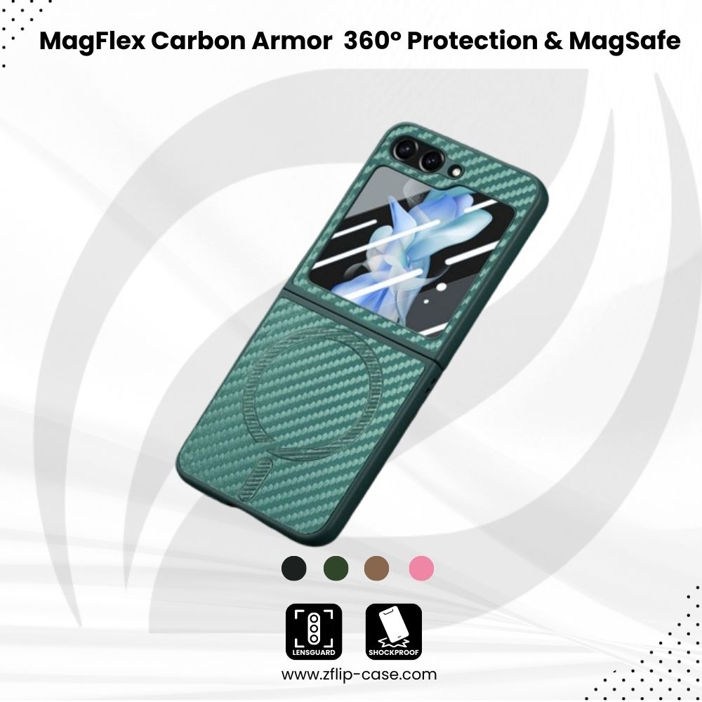MagFlex Carbon Armor Z Flip 6, 5, 4 360° Protection & MagSafe Case – Z Flip Case
