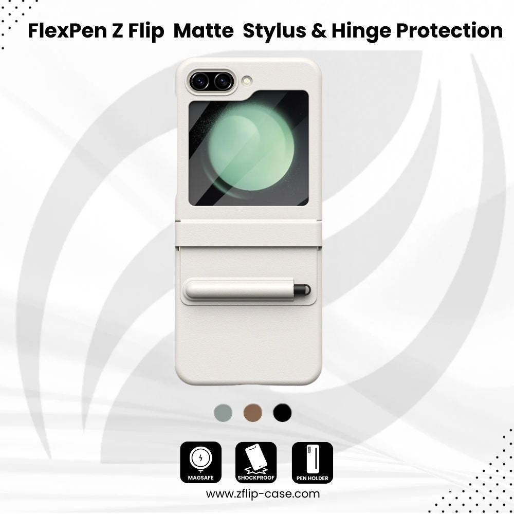 FlexPen Z Flip – Matte Leather Case with Stylus & Hinge Protection – Z ...
