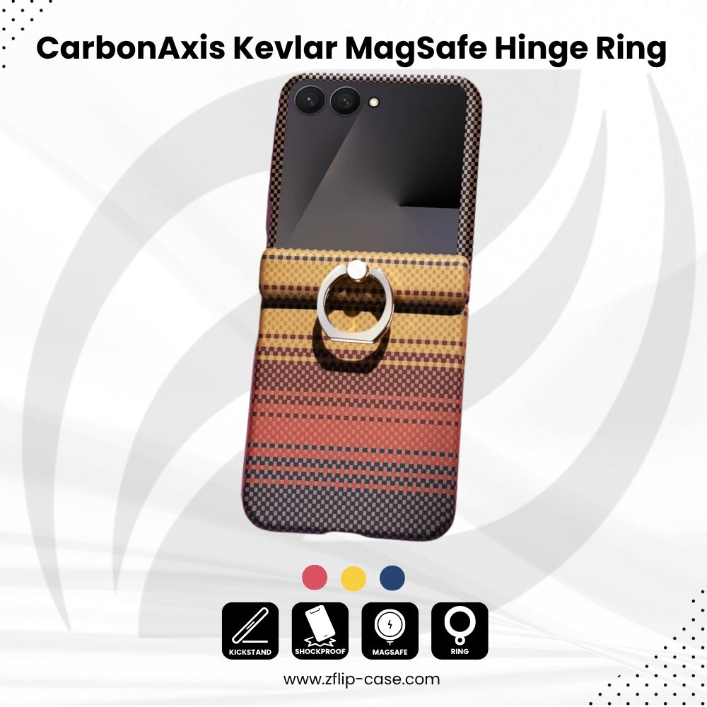 CarbonAxis Flip – Kevlar MagSafe Hinge Ring Case for Z Flip 7/6/5/4 – Z ...